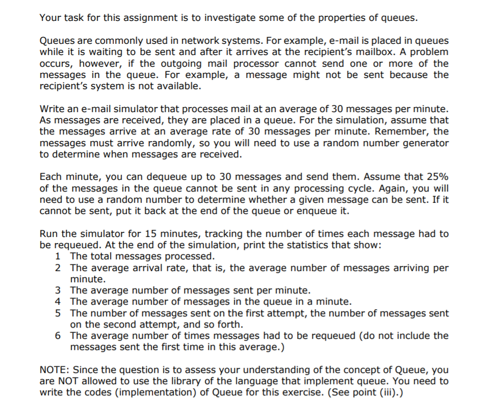 Solved Your task for this assignment is to investigate some | Chegg.com