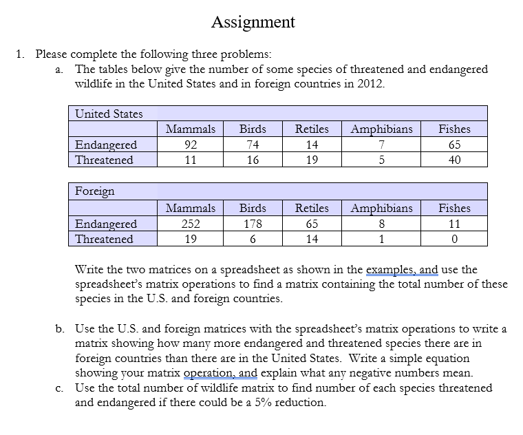 Solved Assignment Please complete the following three | Chegg.com