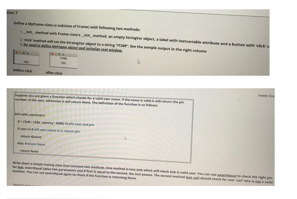 Solved tion 7 Define a MyFrame class (a subclass of Frame) | Chegg.com