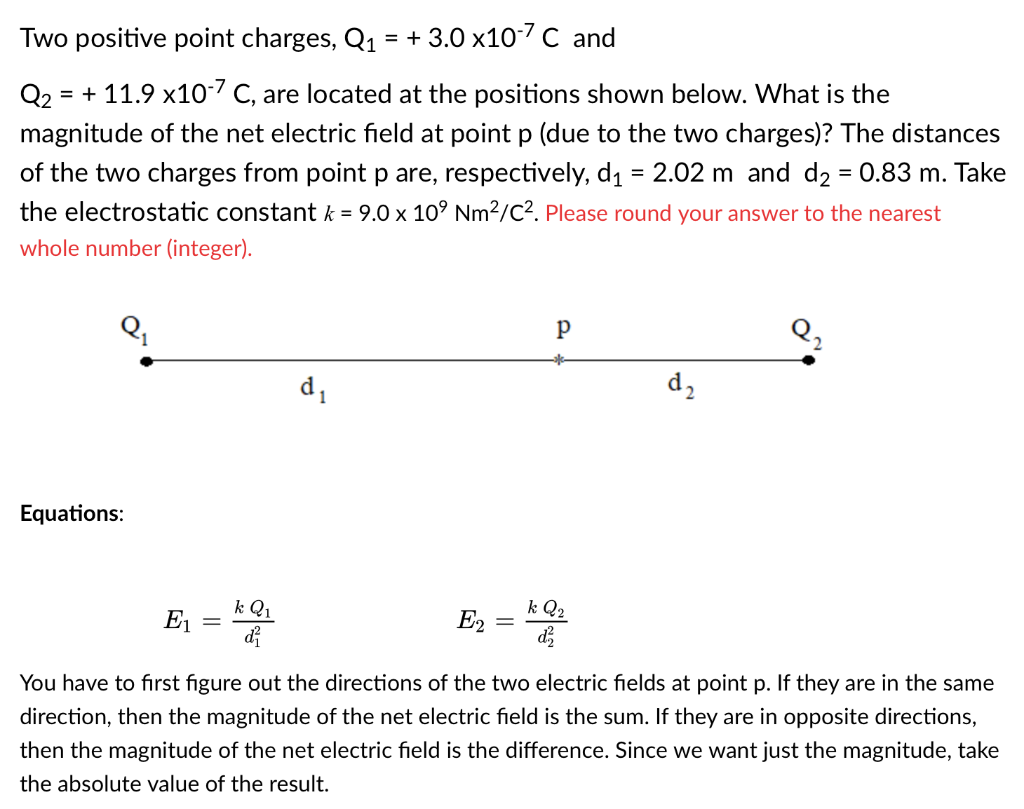Solved Two positive point charges, Q1=+3.0×10−7C and | Chegg.com