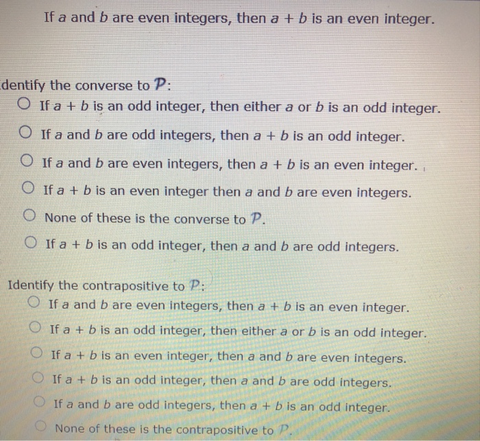 Solved If a and b are even integers, then a + b is an even | Chegg.com