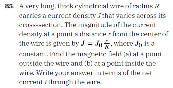 Solved 85. A very long, thick cylindrical wire of radius R | Chegg.com