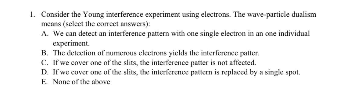 Solved 1. Consider the Young interference experiment using | Chegg.com