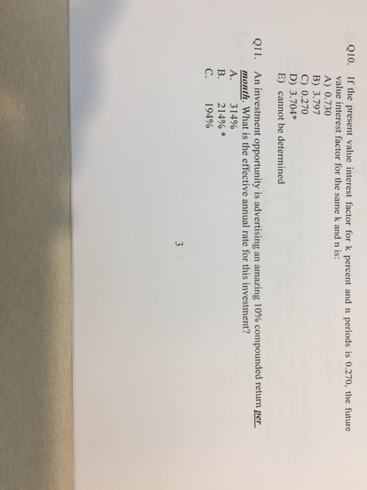 Solved If the present value interest factor for k percent | Chegg.com