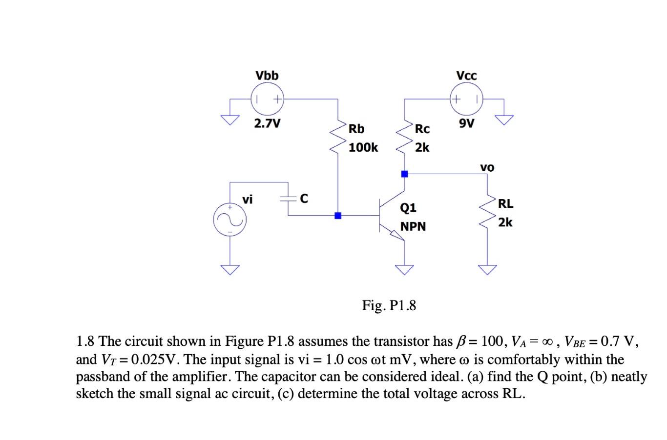 Solved Fig. P1.8 1.8 The circuit shown in Figure P1.8 | Chegg.com