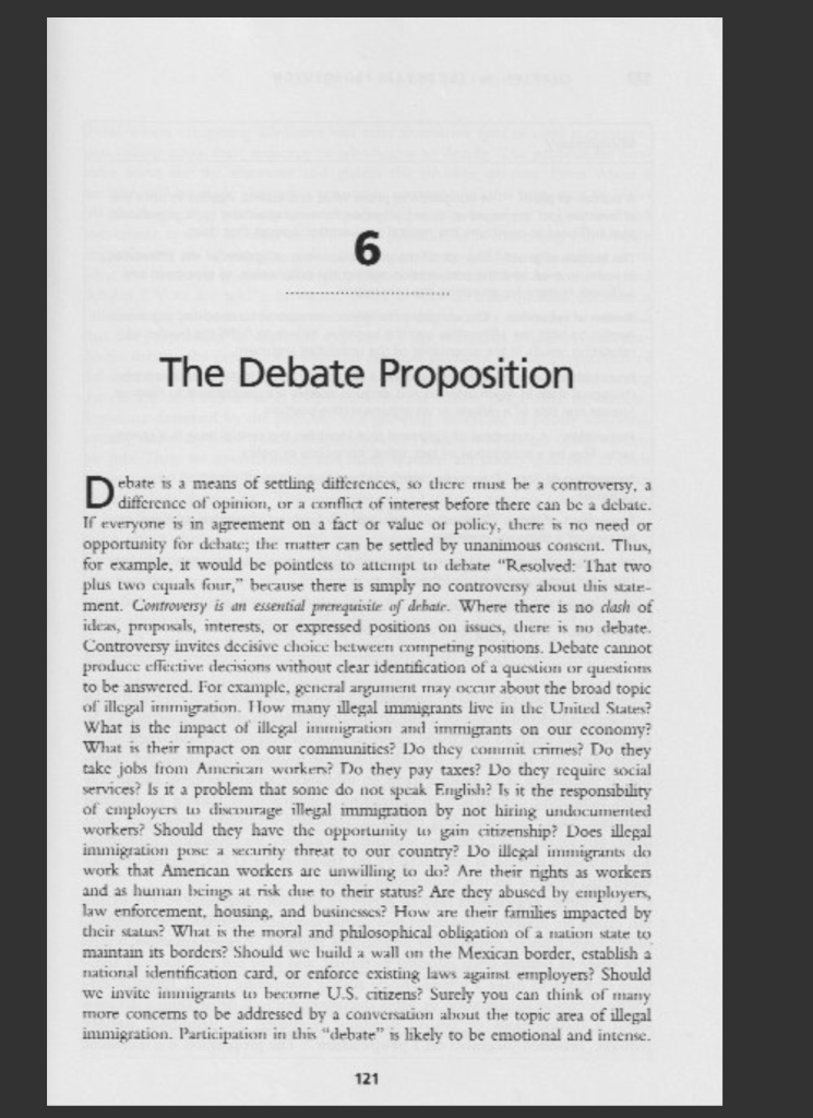 Solved The Debate Proposition ebate is a means of settling | Chegg.com