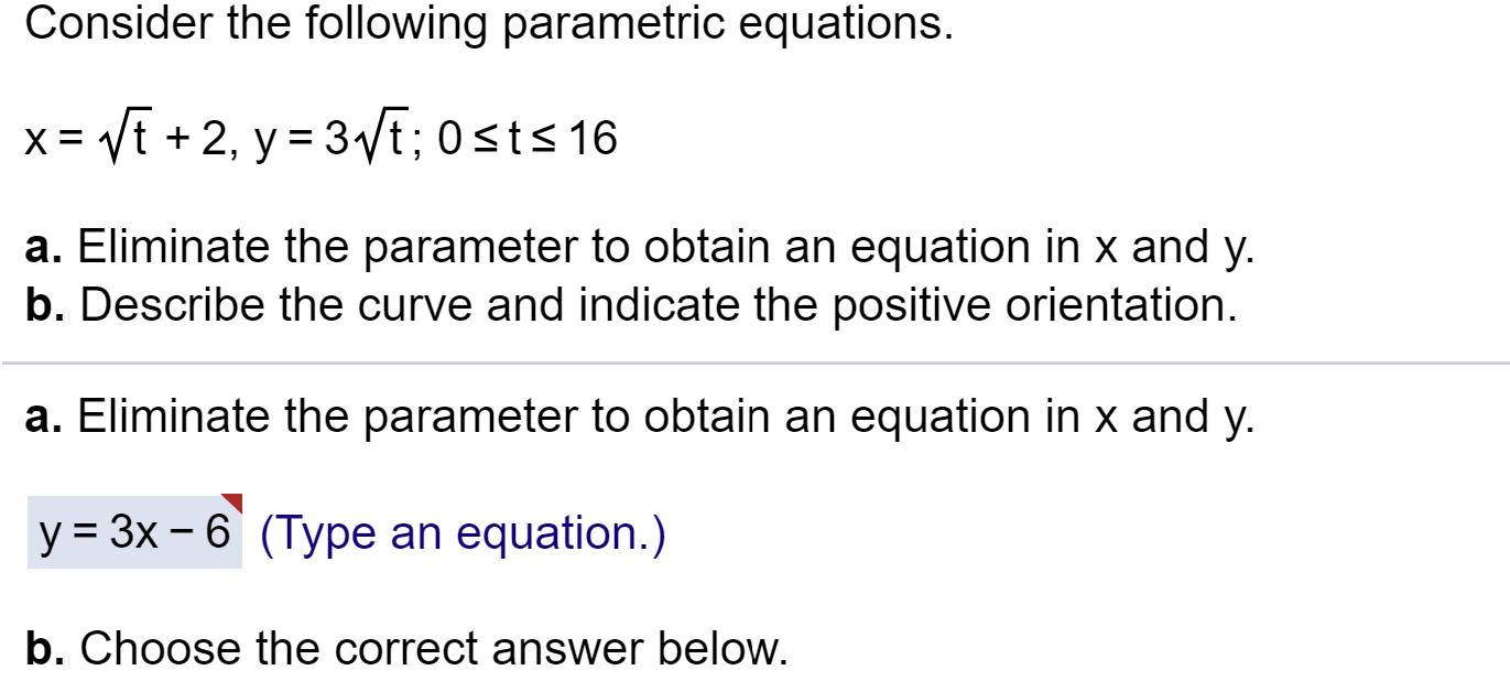 Solved Consider the following parametric equations. = vt + | Chegg.com