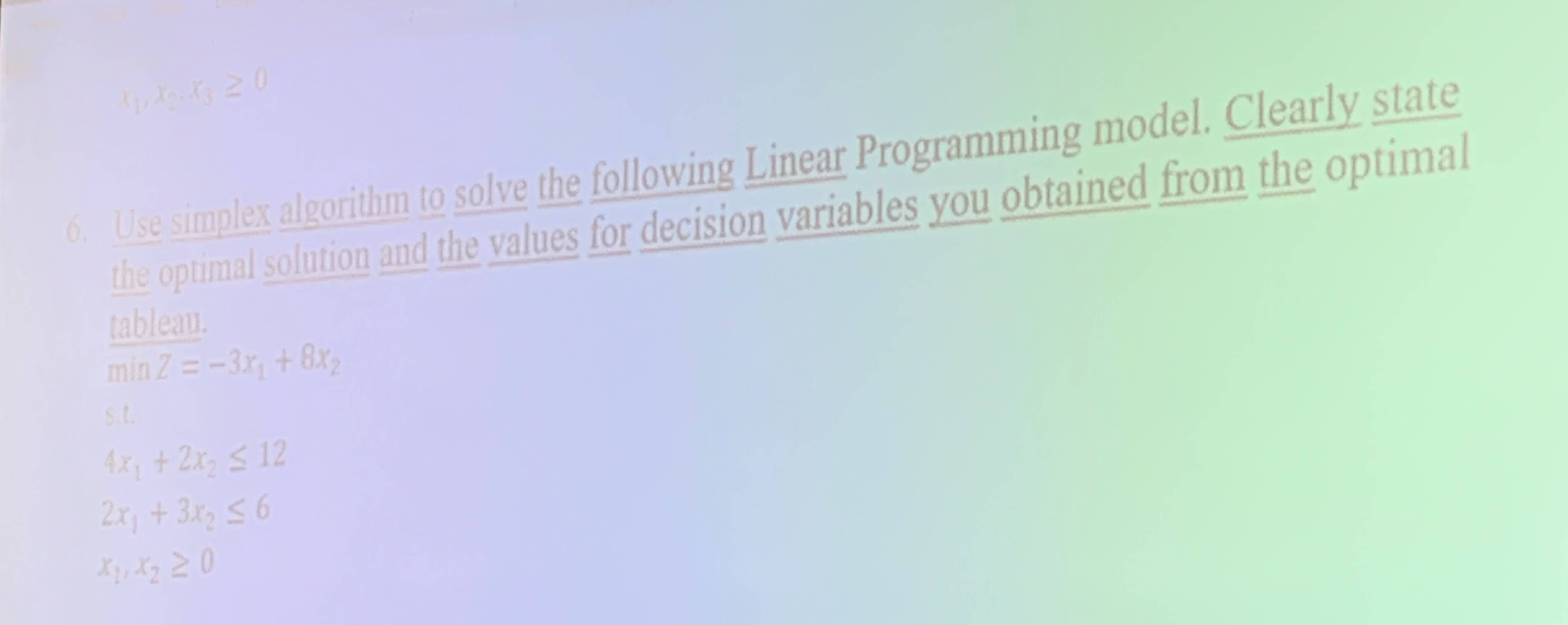 Solved Use simplex algorithm to solve the following Linear | Chegg.com