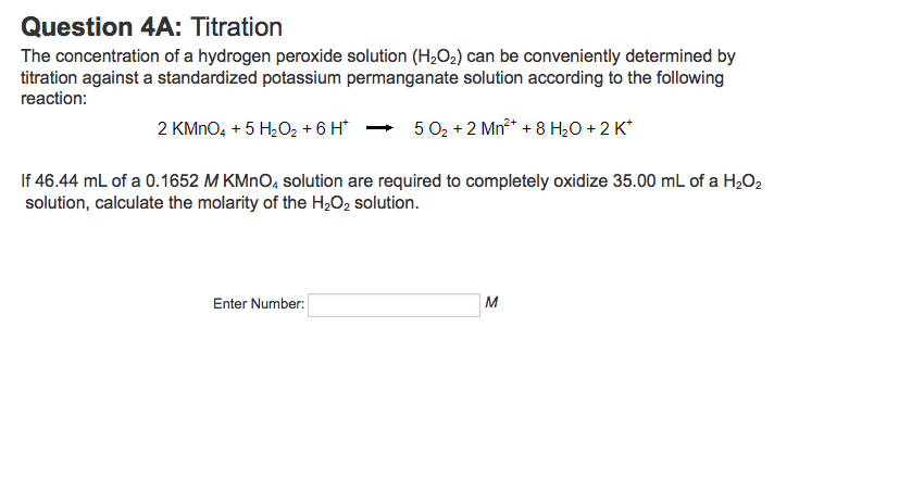 Solved Question 4A: Titration The concentration of a | Chegg.com