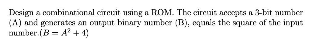 Solved Design a combinational circuit using a ROM. The | Chegg.com
