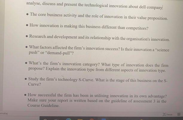 Solved analyse, discuss and present the technological | Chegg.com