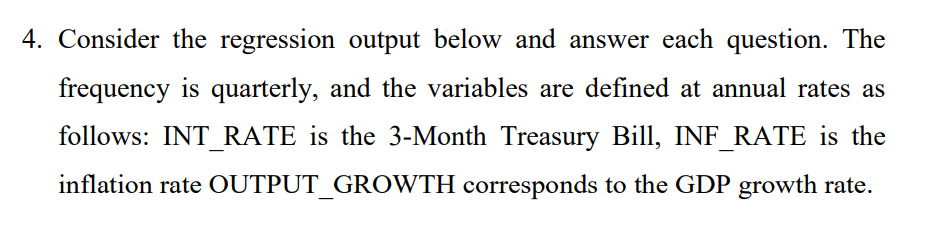 Solved 4 Consider The Regression Output Below And Answer 