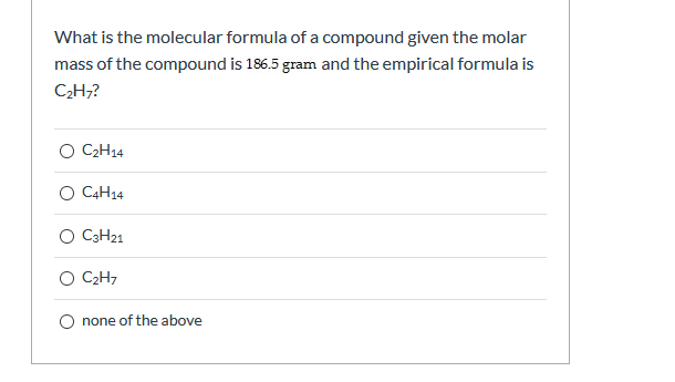Solved What Is The Molecular Formula Of A Compound Given The Chegg solved-what-is-the-molecular-formula-of-a-compound-given-the-chegg
