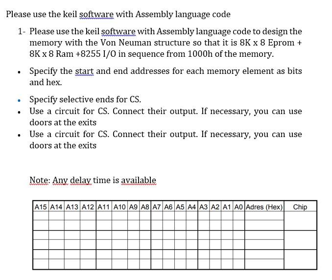 Please use the keil software with Assembly language | Chegg.com