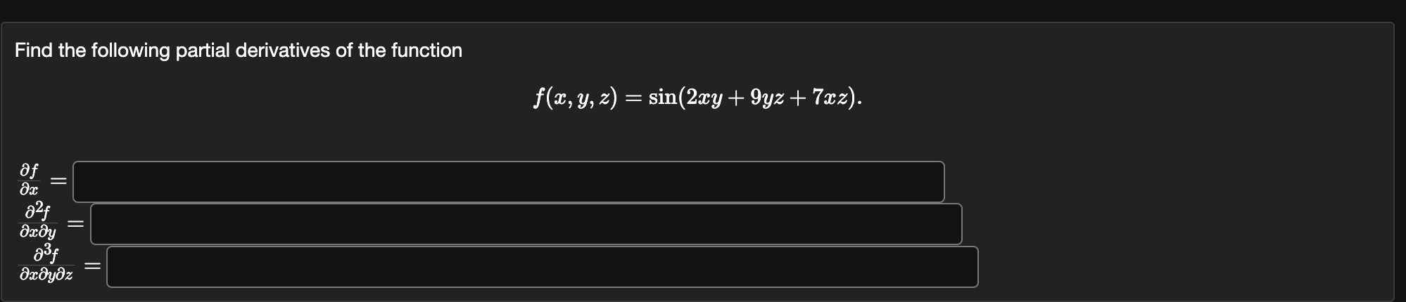 Solved Find the following partial derivatives of the | Chegg.com