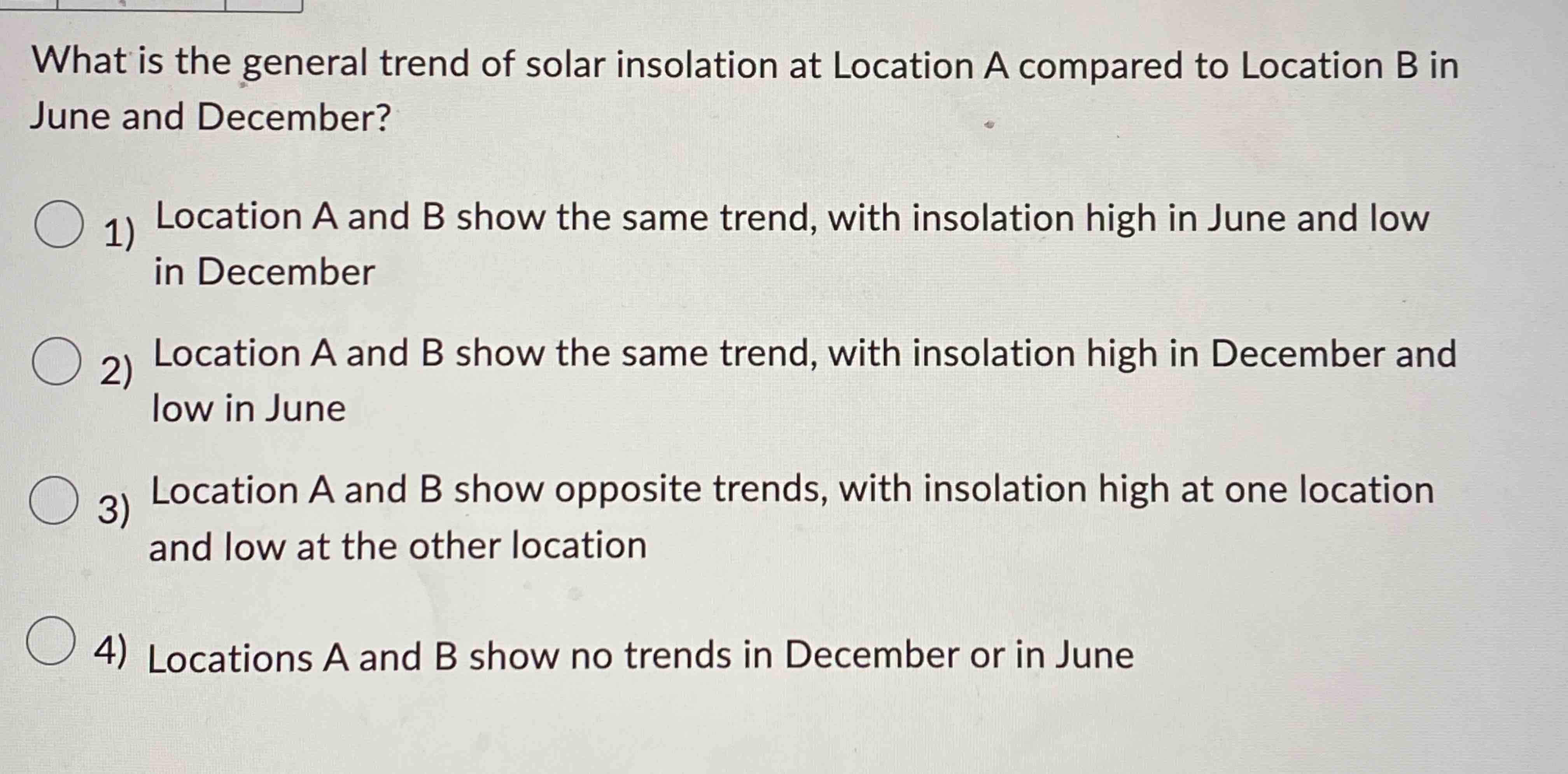 Solved What is the general trend of solar insolation at | Chegg.com