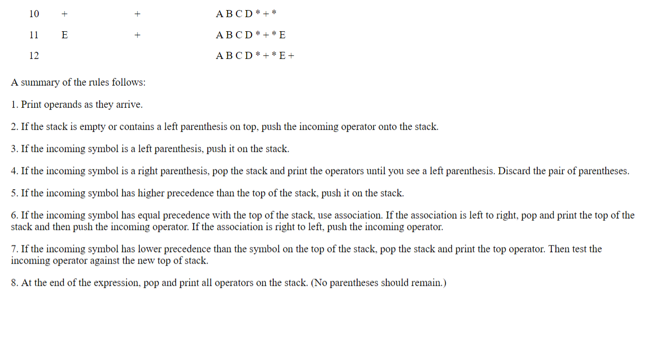 Solved Please implement a program in c++ to convert an infix | Chegg.com