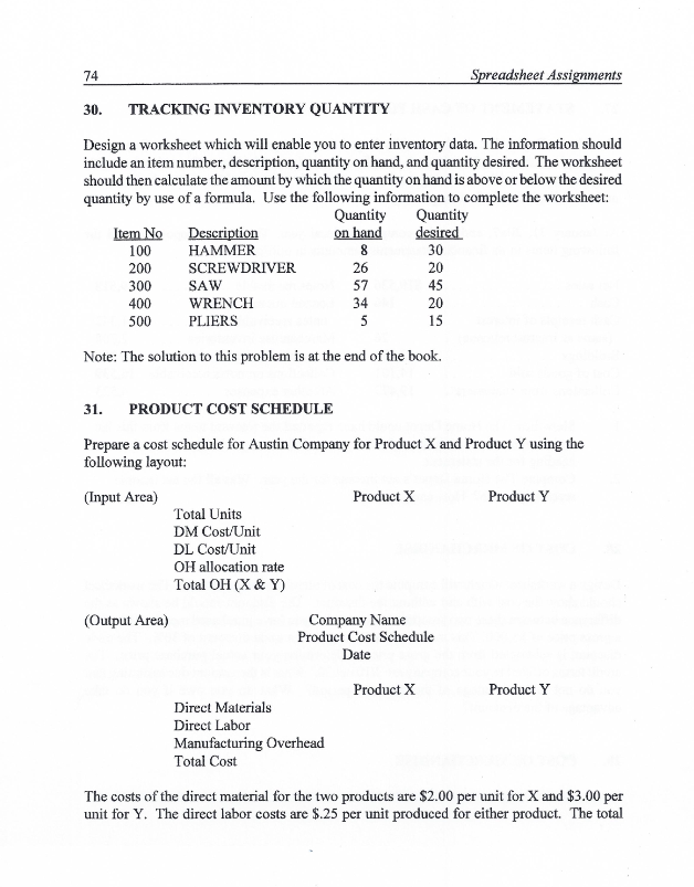 Solved TRACKING INVENTORY QUANTITYDesign a worksheet which | Chegg.com