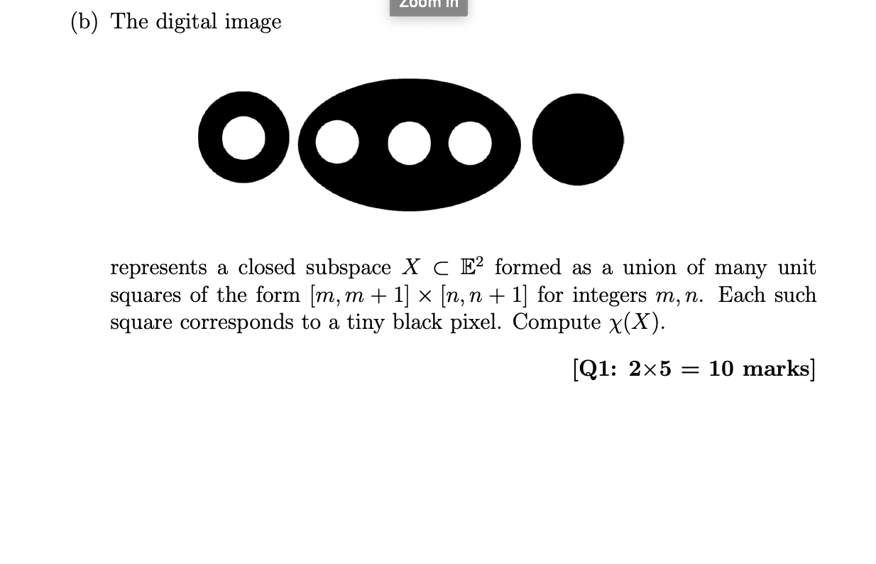 (b) The digital image represents a closed subspace | Chegg.com