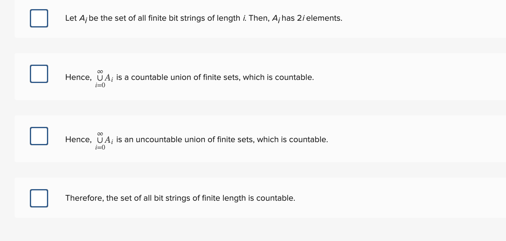 Solved Identify the correct steps involved in proving that | Chegg.com