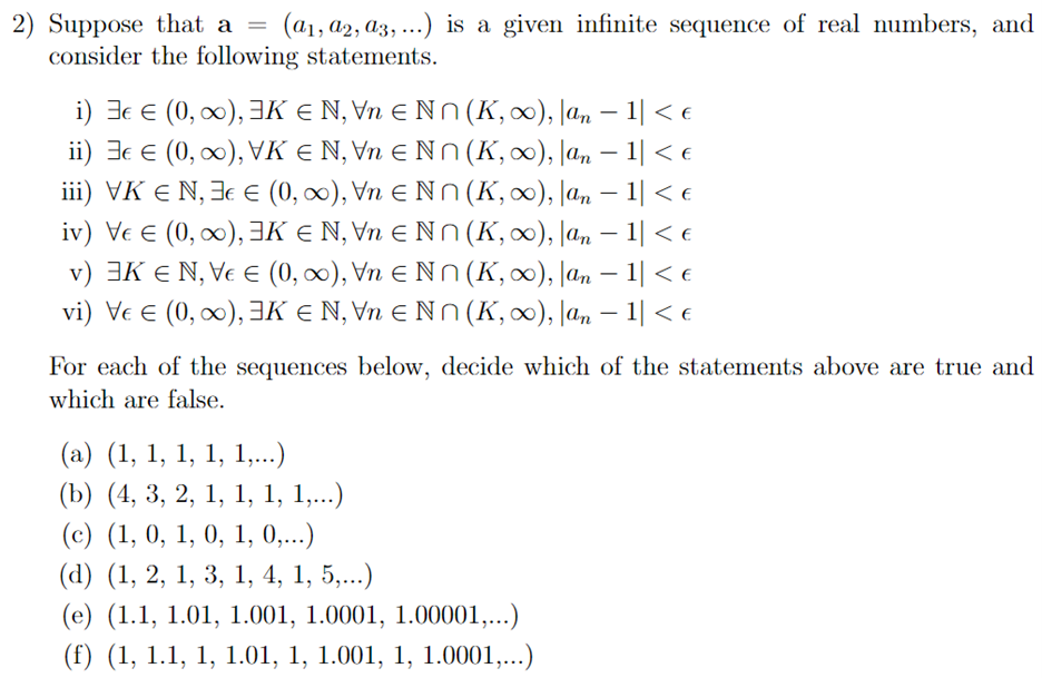 Solved 2) Suppose that a=(a1,a2,a3,…) is a given infinite | Chegg.com