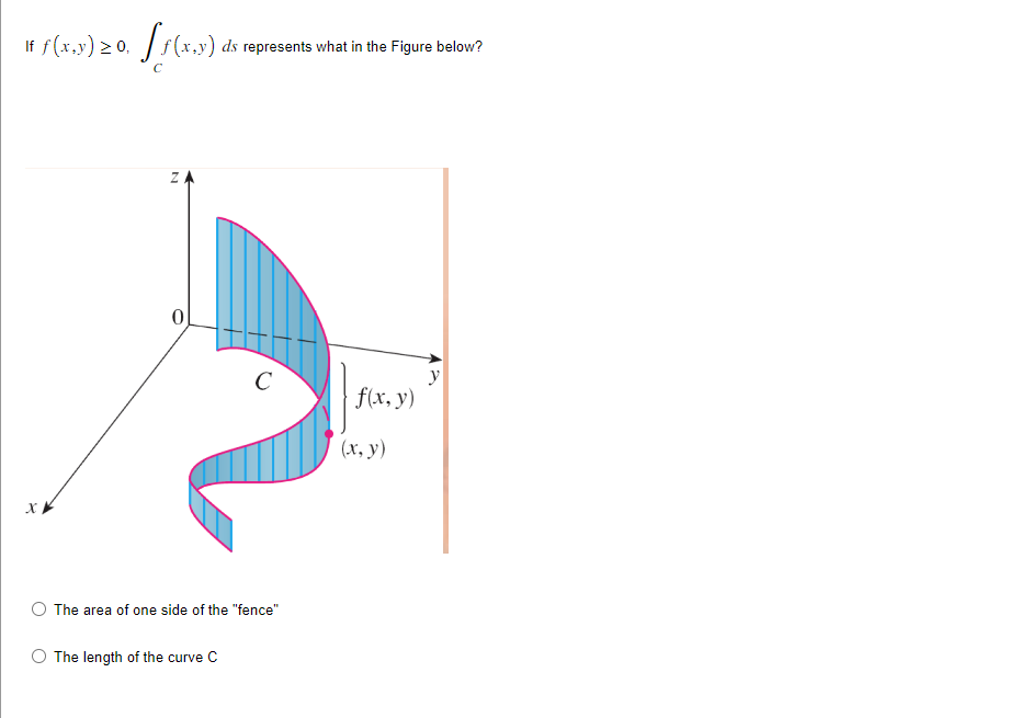 [Solved]: If ( f(x, y) geq 0, int_{C} f(x, y) d s ) re