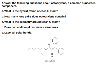 Solved Answer the following questions about octocrylene, a | Chegg.com