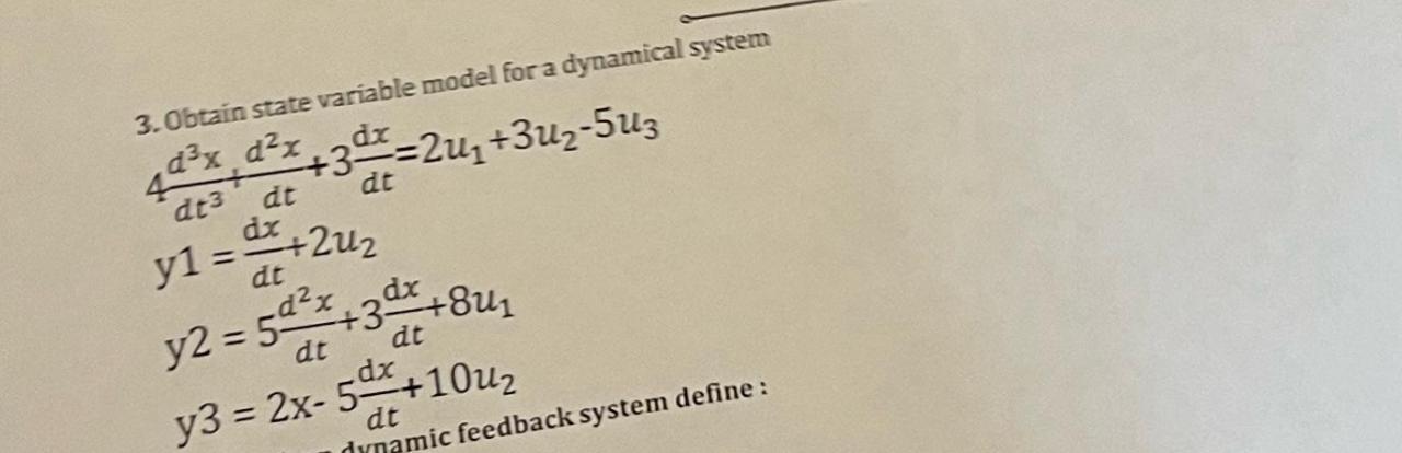 Obtain state variable model for a dynamical | Chegg.com