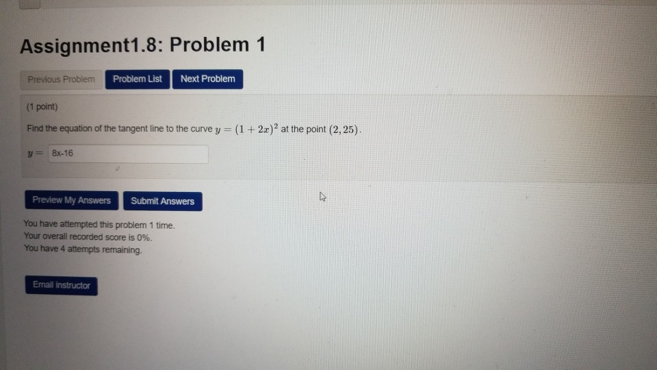 Solved Assignment1.8: Problem 1 Previous Problem Problem | Chegg.com