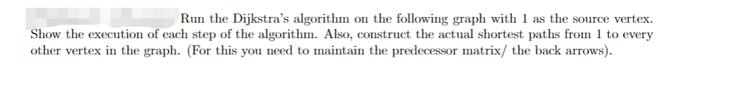 Solved Run the Dijkstra's algorithm on the following graph | Chegg.com