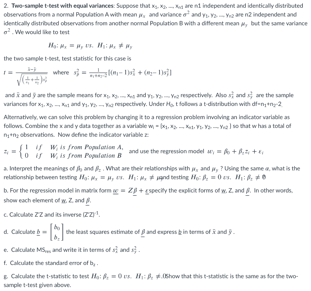 Solved Can you please explain what the Z matrix should be in | Chegg.com
