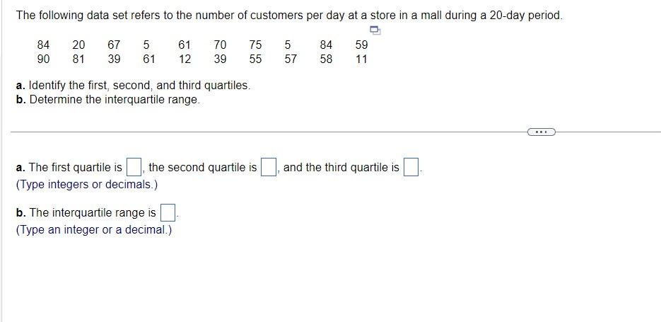 Solved The following data set refers to the number of | Chegg.com