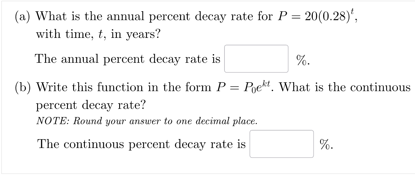 Solved (a) What is the annual percent decay rate for | Chegg.com