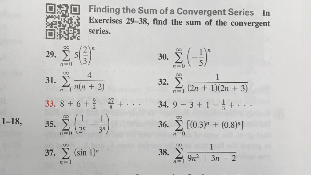 Solved Find the sum of the convergent series for 30 and 35. | Chegg.com