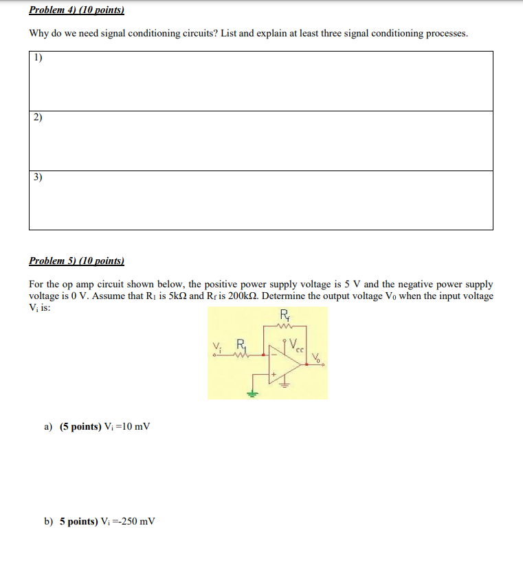 Solved Problem 4) (10 points) Problem 5) (10 points) For the | Chegg.com