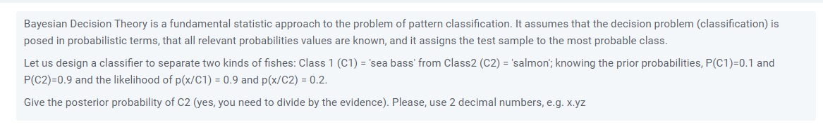 Solved Bayesian Decision Theory is a fundamental statistic | Chegg.com