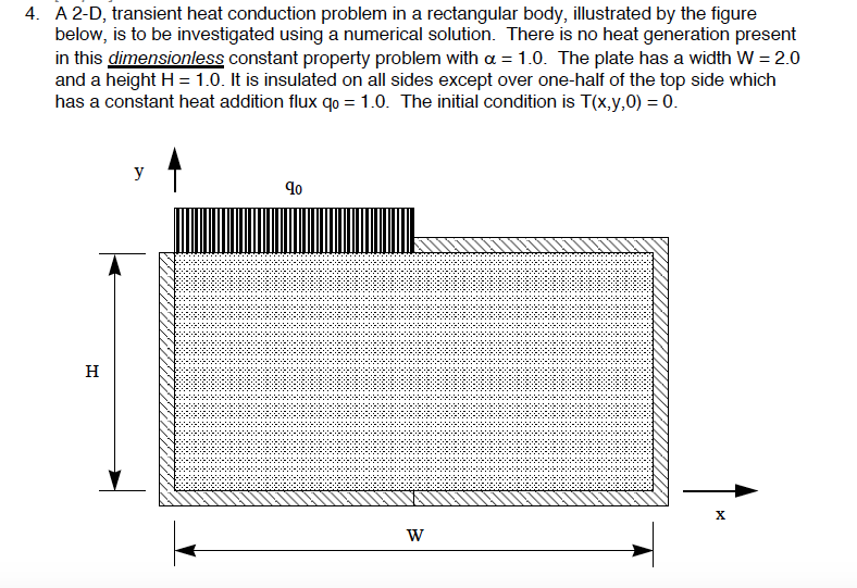 Solved 4. A 2-D, transient heat conduction problem in a | Chegg.com