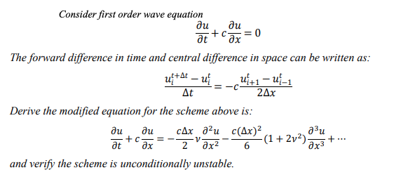 Solved au Consider first order wave equation ди at + Cax=0 | Chegg.com ...