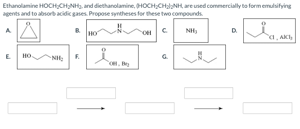 Solved Ethanolamine HOCH2CH2NH2, and diethanolamine, | Chegg.com