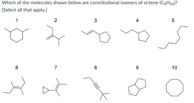 Solved Which of the molecules shown below are constitutional | Chegg.com