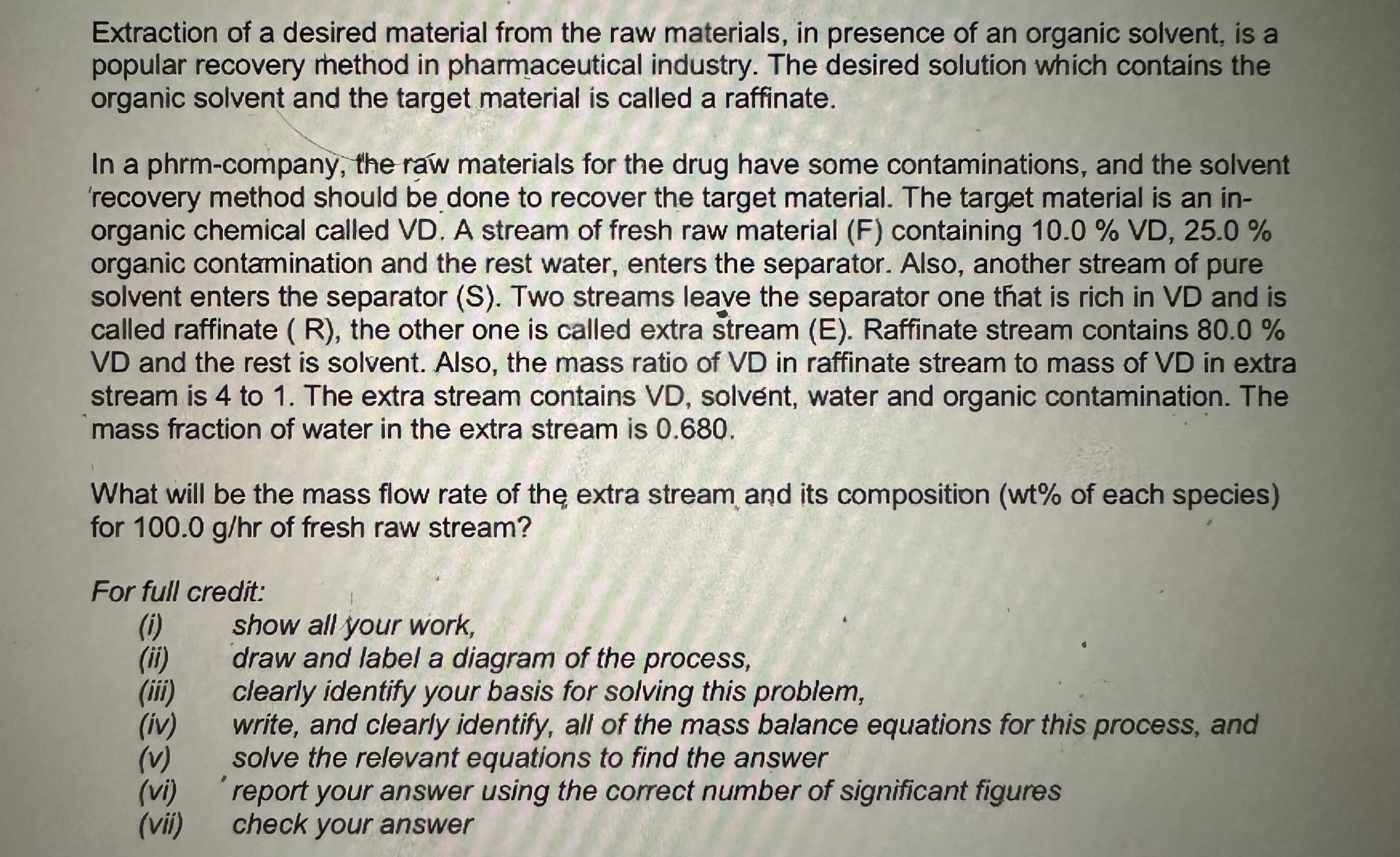 Solved Extraction of a desired material from the raw | Chegg.com