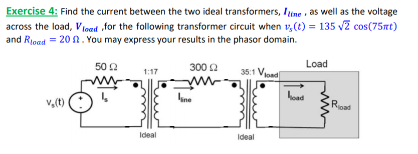 Solved Exercise 4: Find the current between the two ideal | Chegg.com
