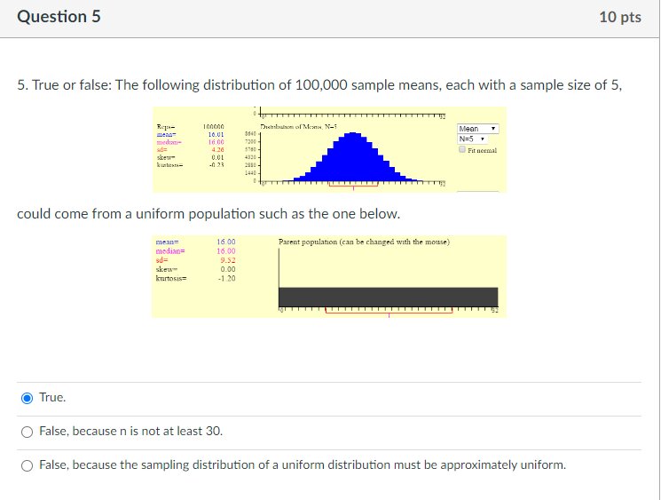 Solved 5. True or false: The following distribution of | Chegg.com