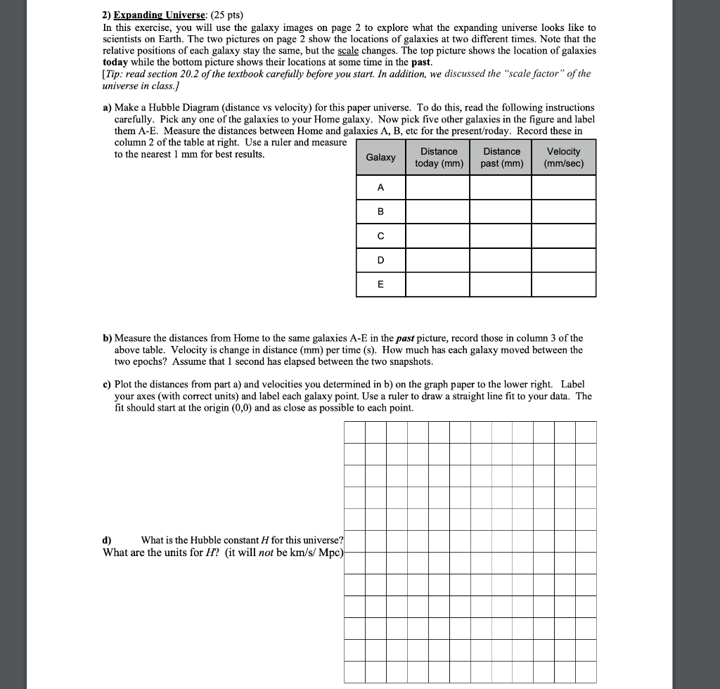3) Scale and Redshift: (10 pts) We can compare the | Chegg.com