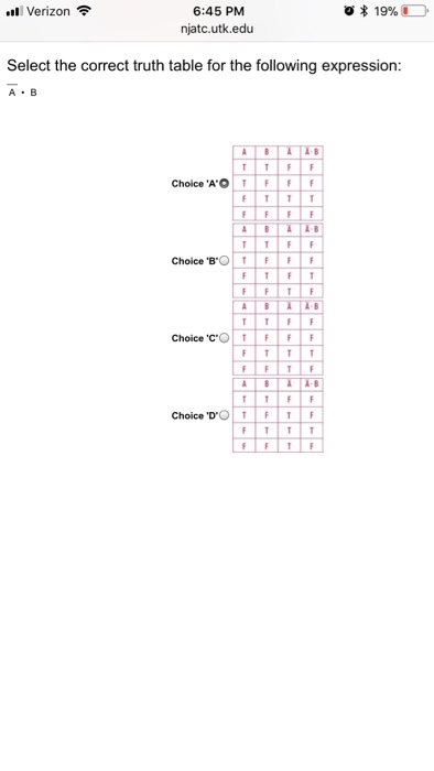 Solved Select the correct truth table for the following | Chegg.com