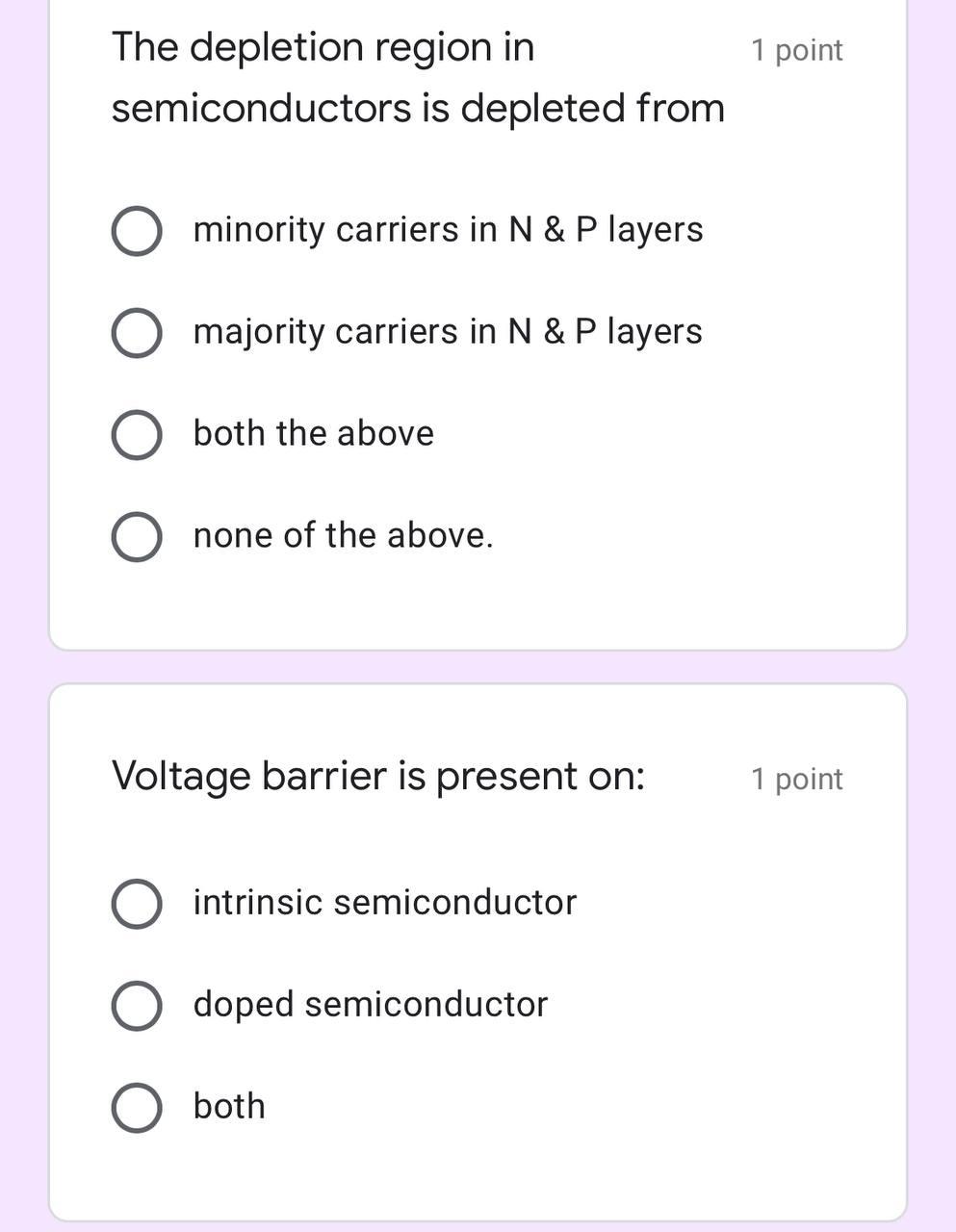 Solved 1 point The depletion region in semiconductors is | Chegg.com