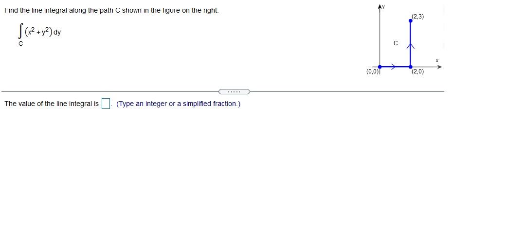 Solved Find the line integral along the path C shown in the | Chegg.com