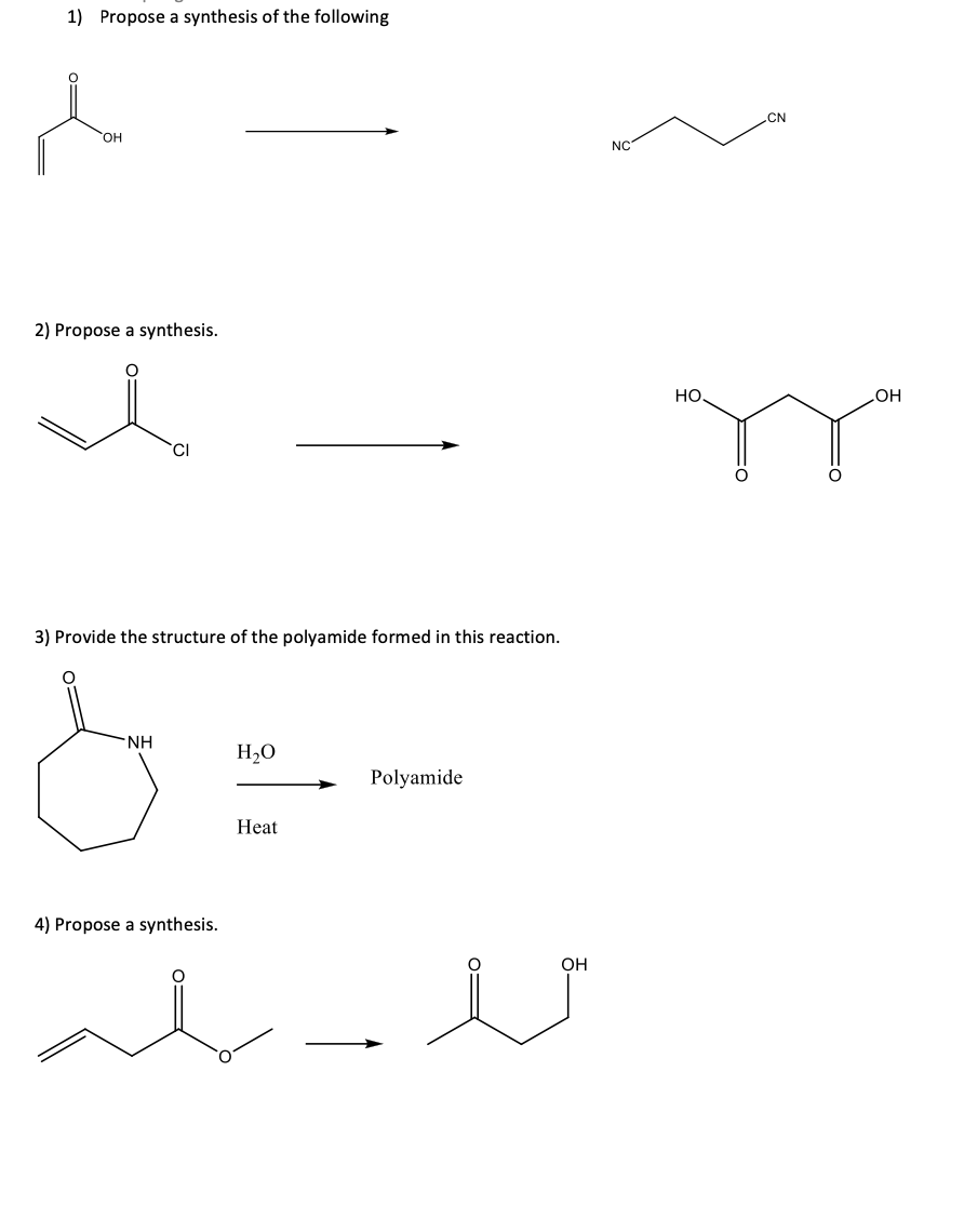 Solved 1) Propose a synthesis of the following 2) Propose | Chegg.com