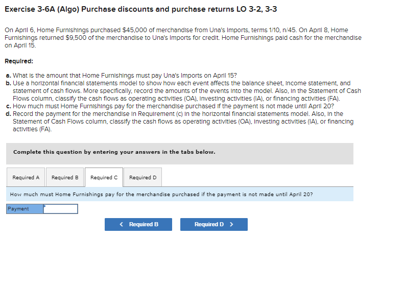 Solved Exercise 3-6A (Algo) Purchase discounts and purchase | Chegg.com