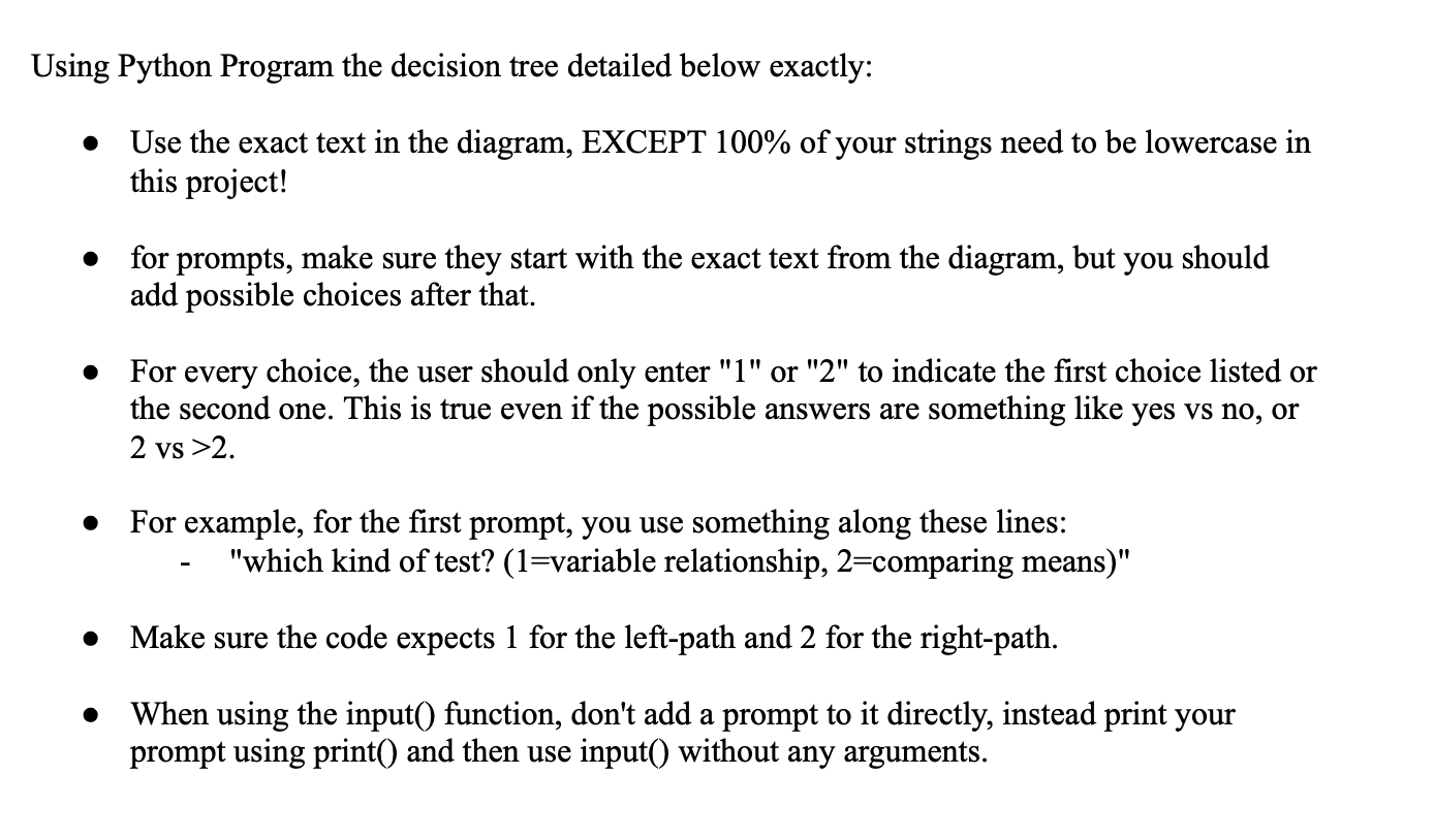 Solved Using Python Program the decision tree detailed below | Chegg.com